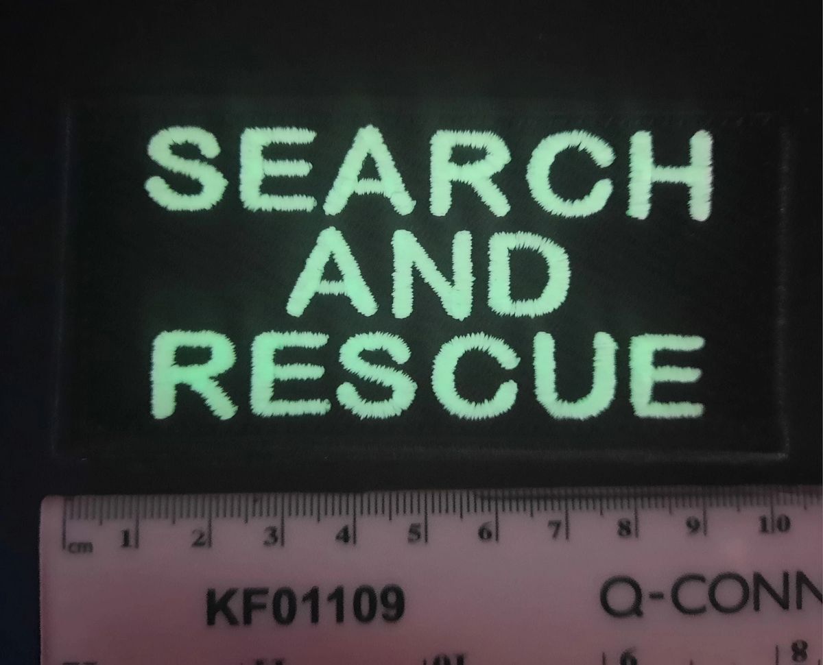SEARCH AND RESCUE, glow in the dark embroirdered velcro patch