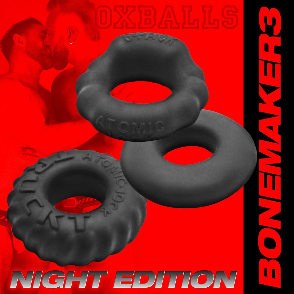 BONEMAKER 3-pack boner cockring kit plus+SILICONE™ special edition NIGHT