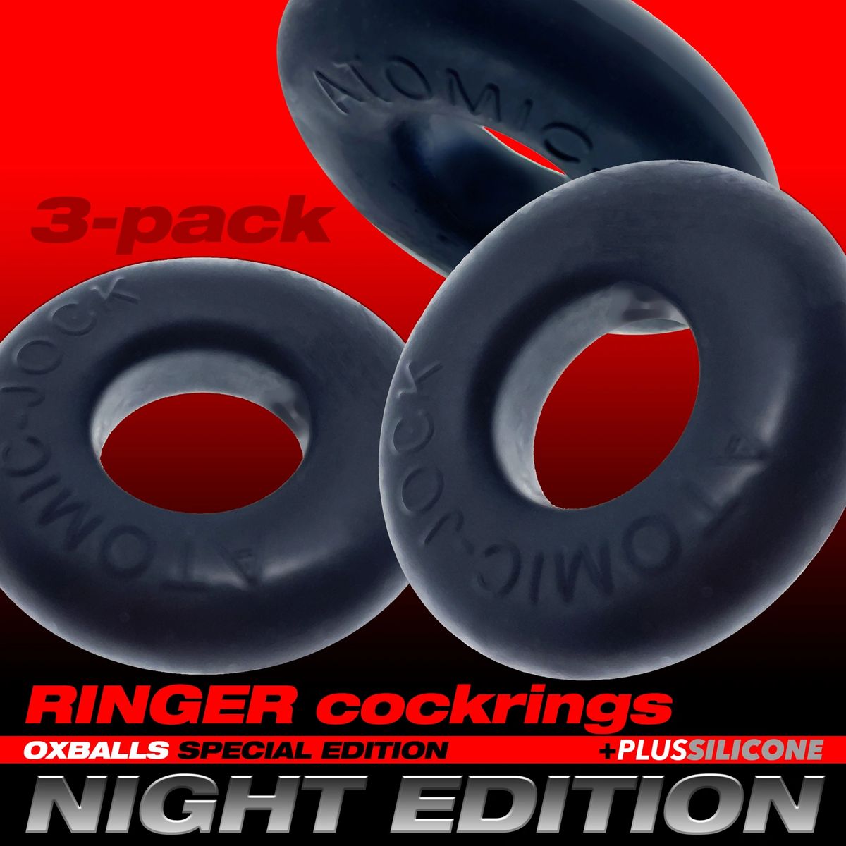 RINGER 3-Pack NIGHT EDITION no-roll cockrings/stacking ball rings ...
