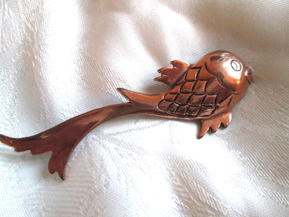 Rare Copper Renoir Goldfish Brooch
