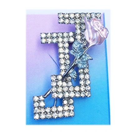 Jack and Jill Pink Rose Rhinestone Pin