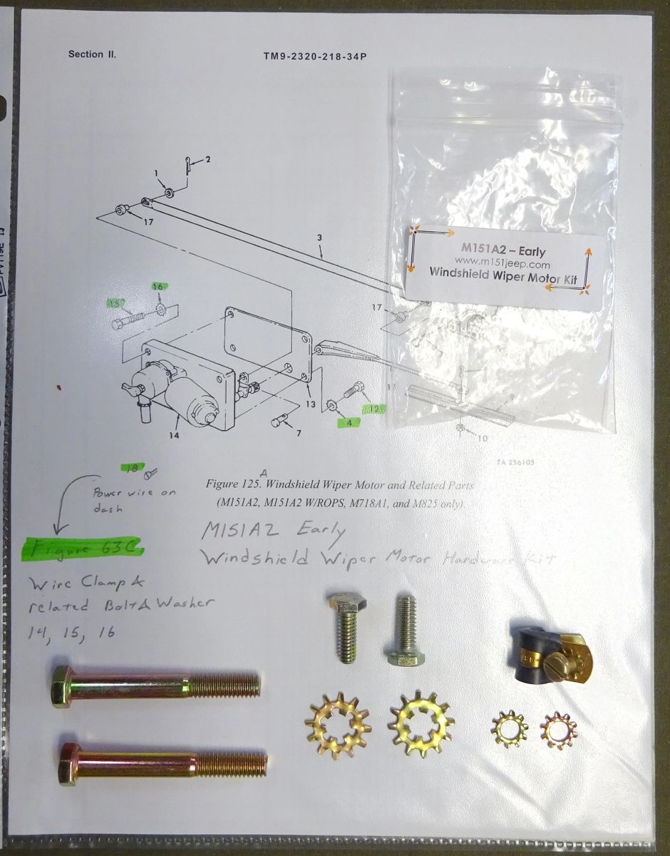 M151A2 - Windshield Wiper Motor Hardware Kit