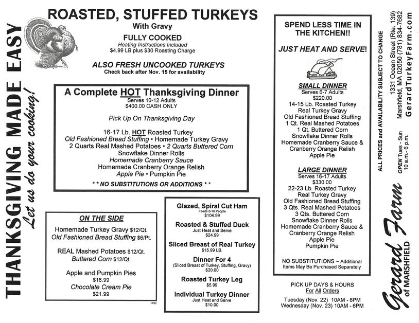 Menus | Gerard Farm of Marshfield