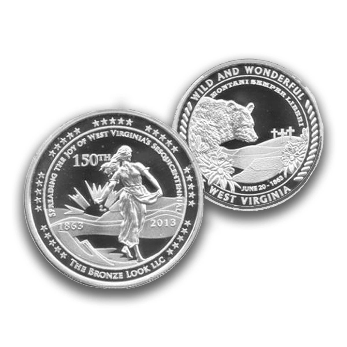 150th West Virginia Anniversary Coin .999 Fine Silver Round