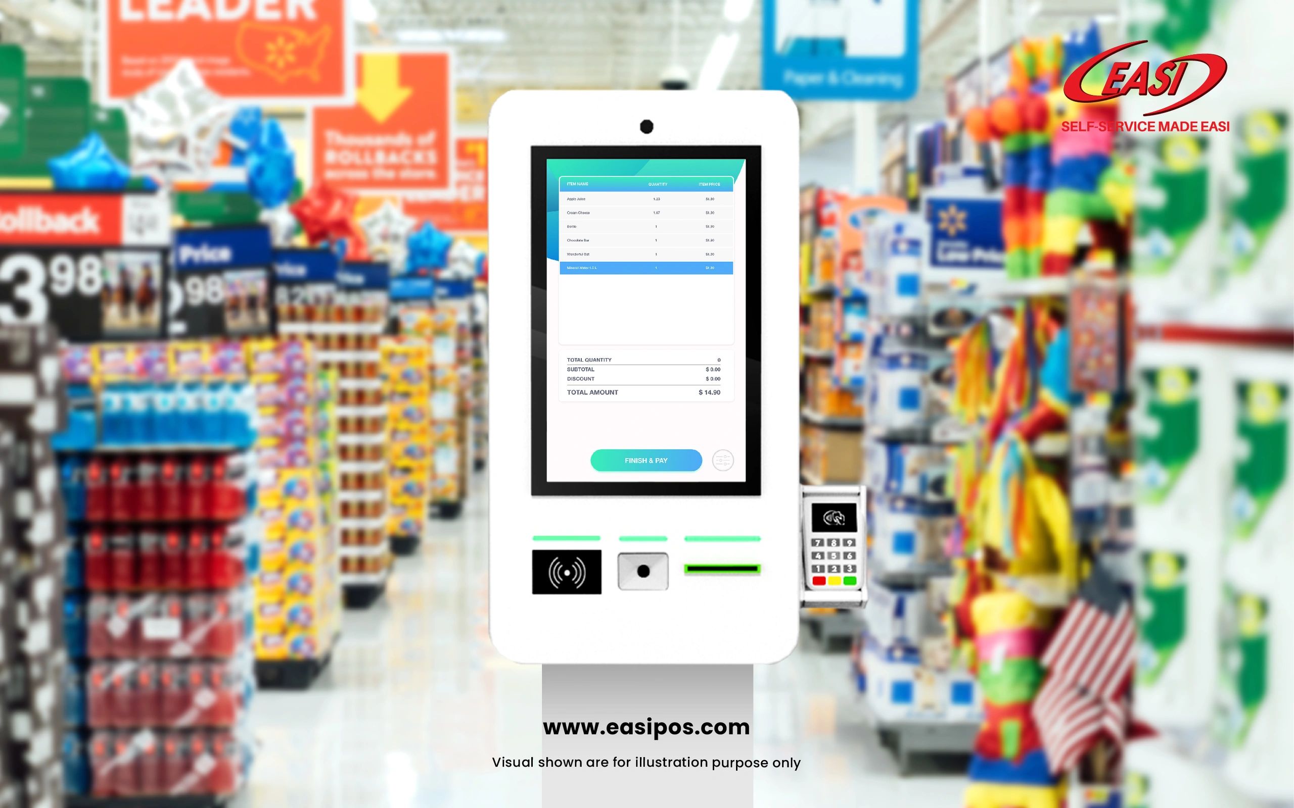 EASI Self-Service Kiosk for Cash/Cashless Payments