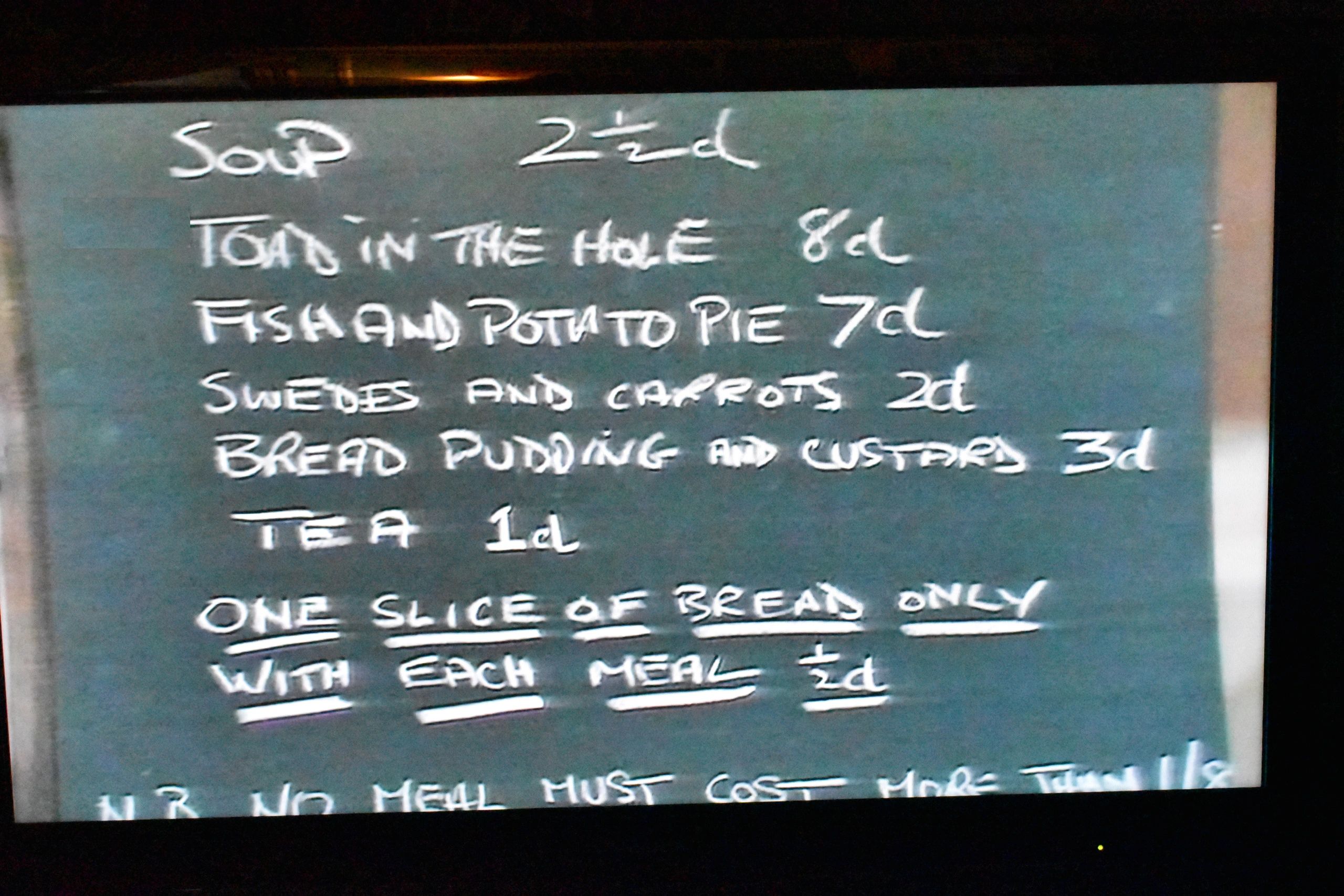 Wartime British Menu