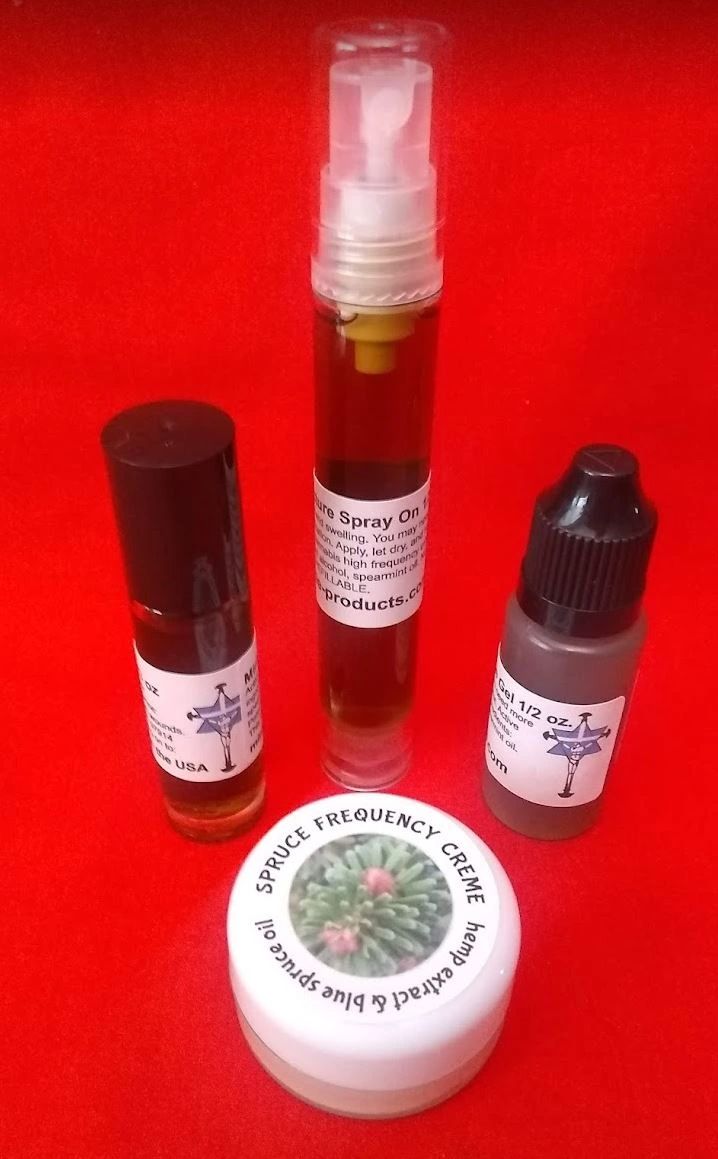 Four samples-Miracle Tincture spray, roll on, gel and Frequency Creme