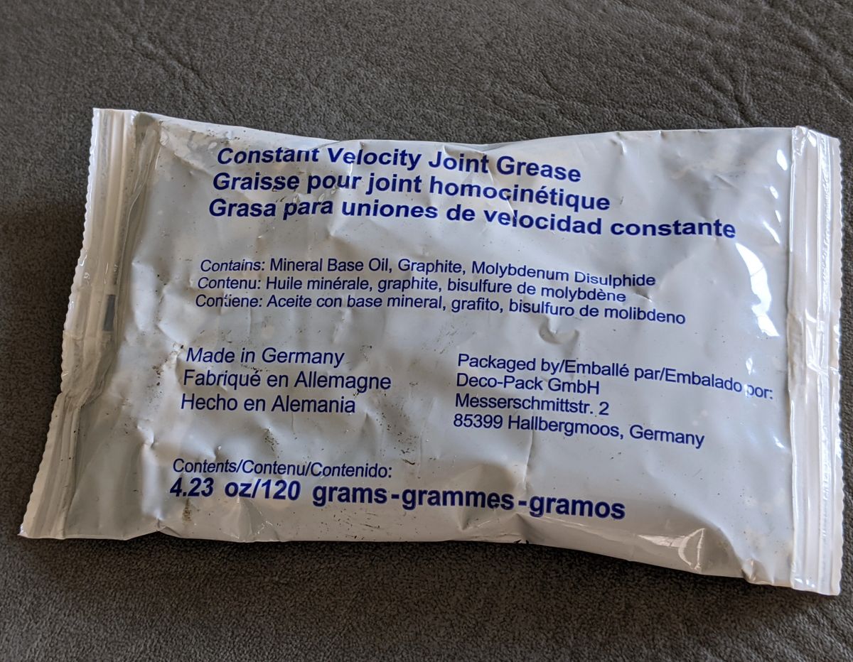 CV JOINT GREASE PACK G052186A3 $3