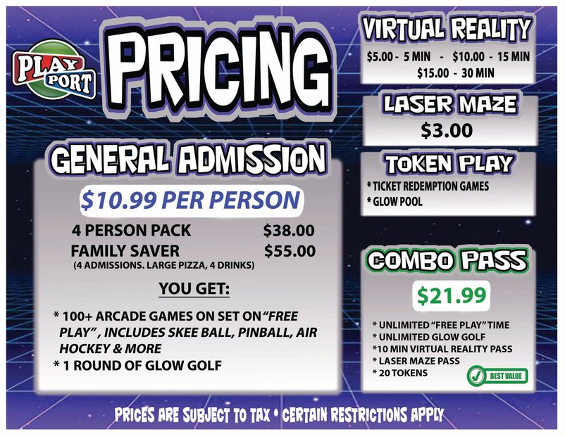 Admission Prices - Play Port Arcade and VR Center | Play Port Arcade ...