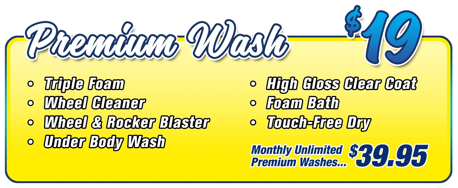 Wash Menu | Wash Ashore Car Wash