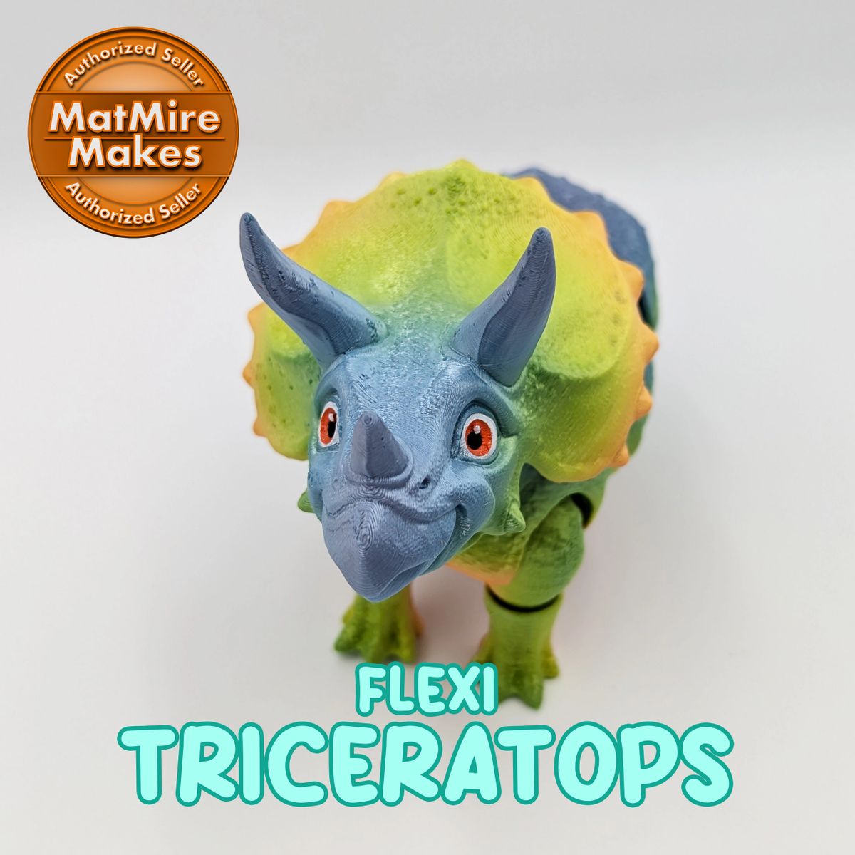 Triceratops Flexi 3D Printed Toy - MatMire Makes