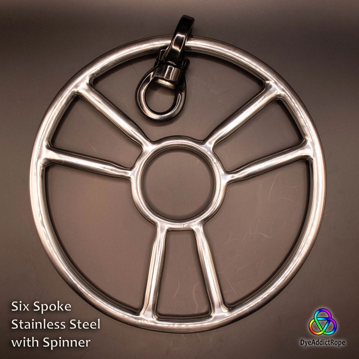 Six Spoke Shibari Suspension Ring - Polished Stainless Steel with Spinner
