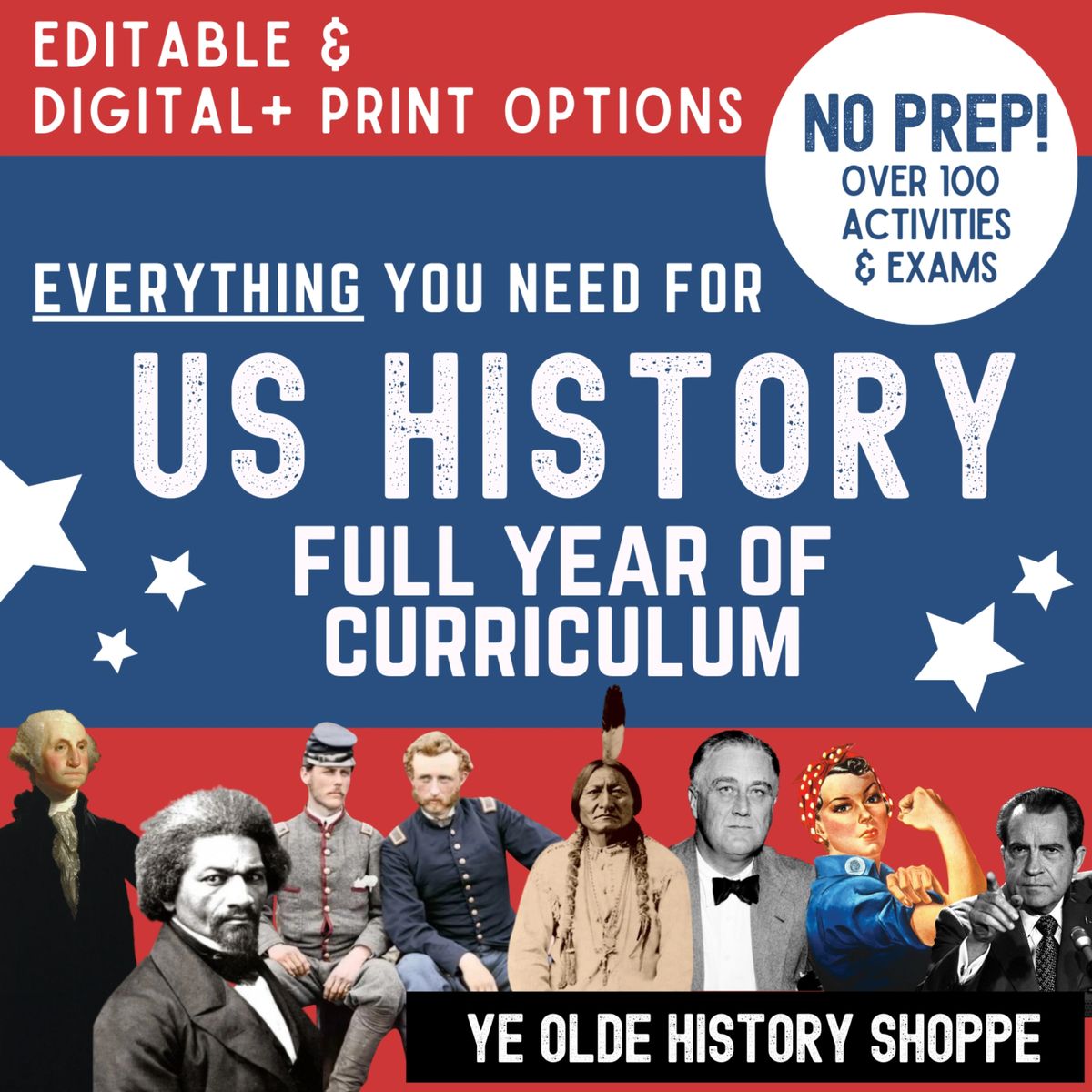 Full Year of No-Prep, Student-Centered US History Curriculum - Digital