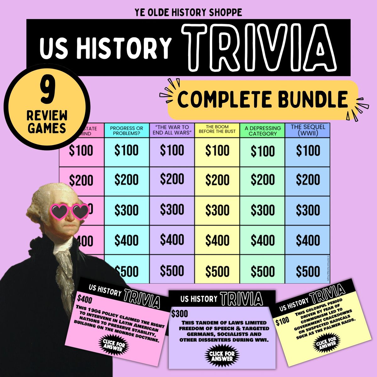 APUSH Review Game Jeopardy-inspired Trivia Games (FULL BUNDLE)