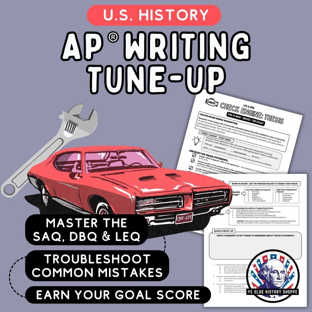 APUSH Writing Tune-up Student Workbook & Pre-Recorded Webinar