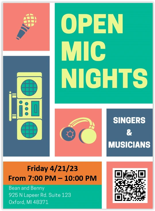 Open Mic Friday in Oxford, Michigan at Bean and Benny