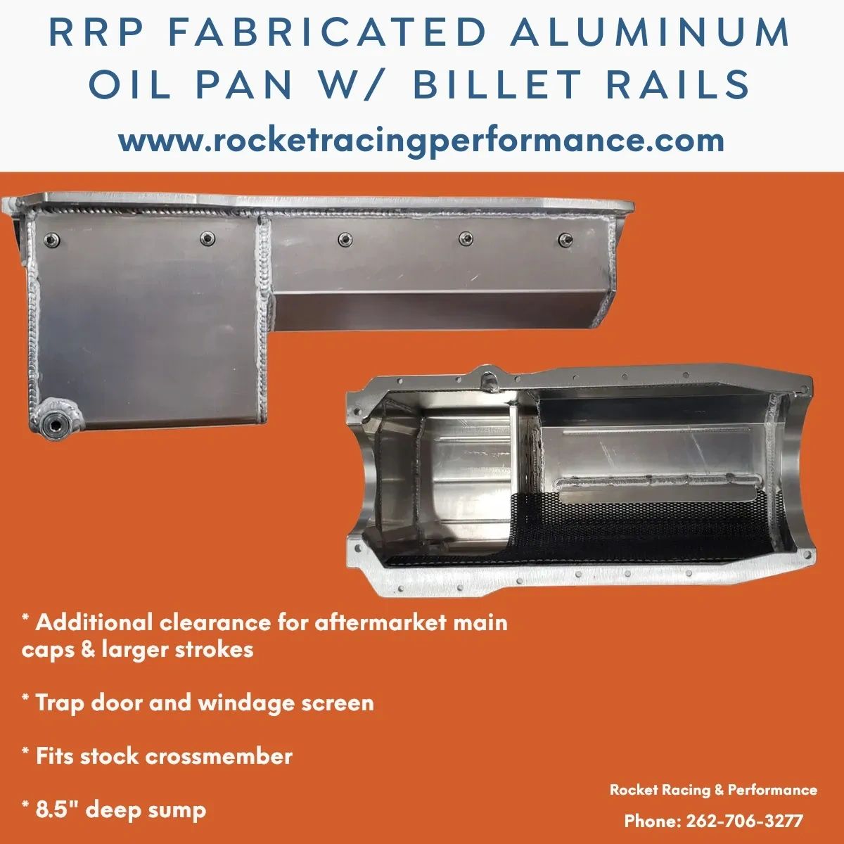 RRP FABRICATED ALUMINUM OIL PAN W BILLET RAILS