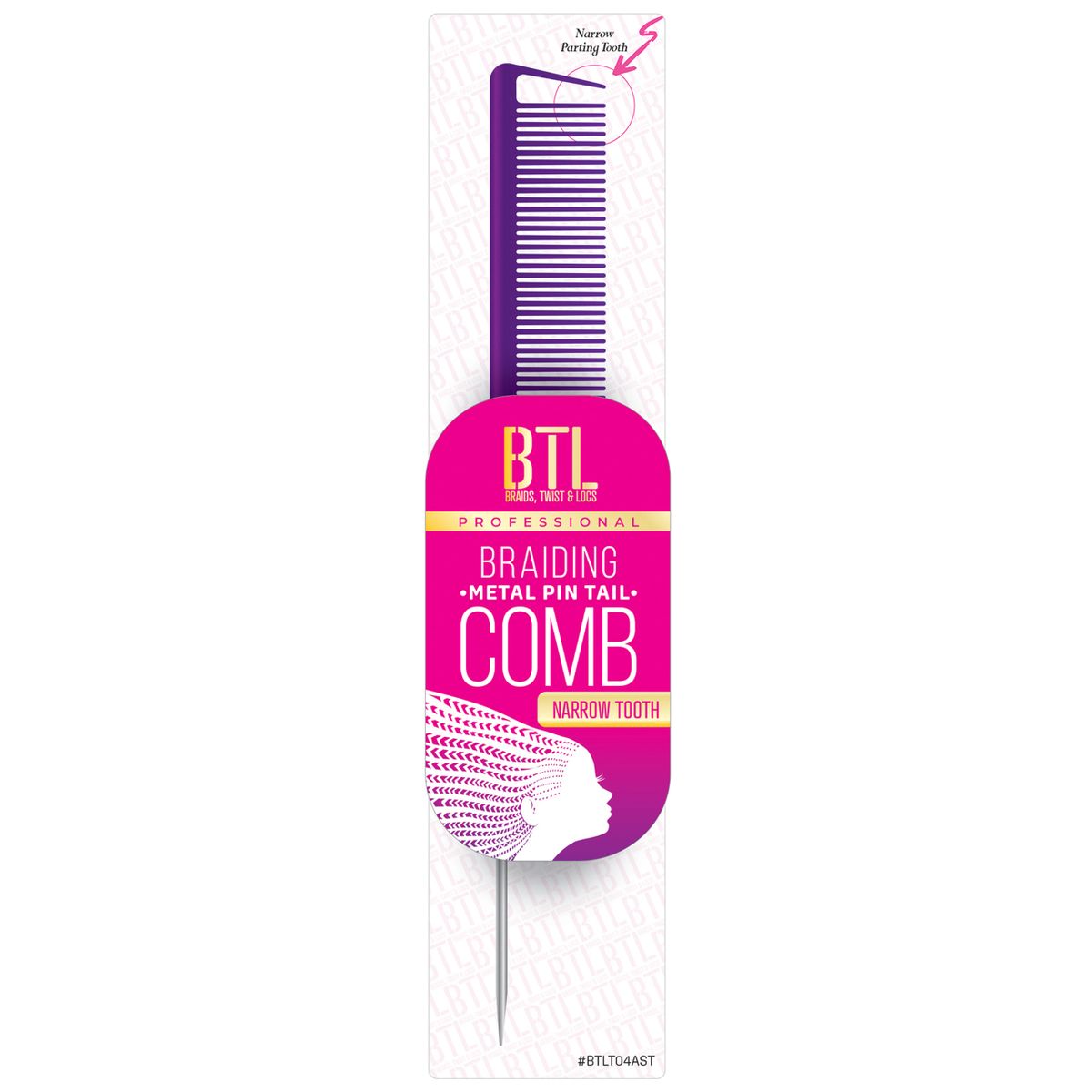 Braiding Metal Pin Tail Comb [NARROW TOOTH] - PURPLE