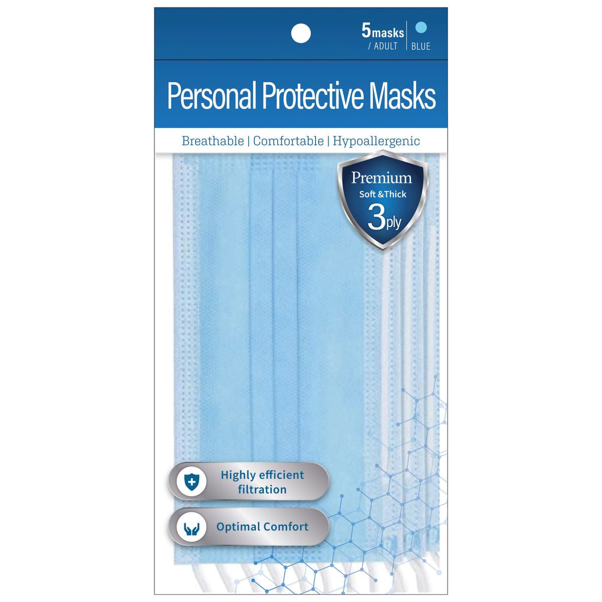 Disposable Personal Protective Face Mask-Blue