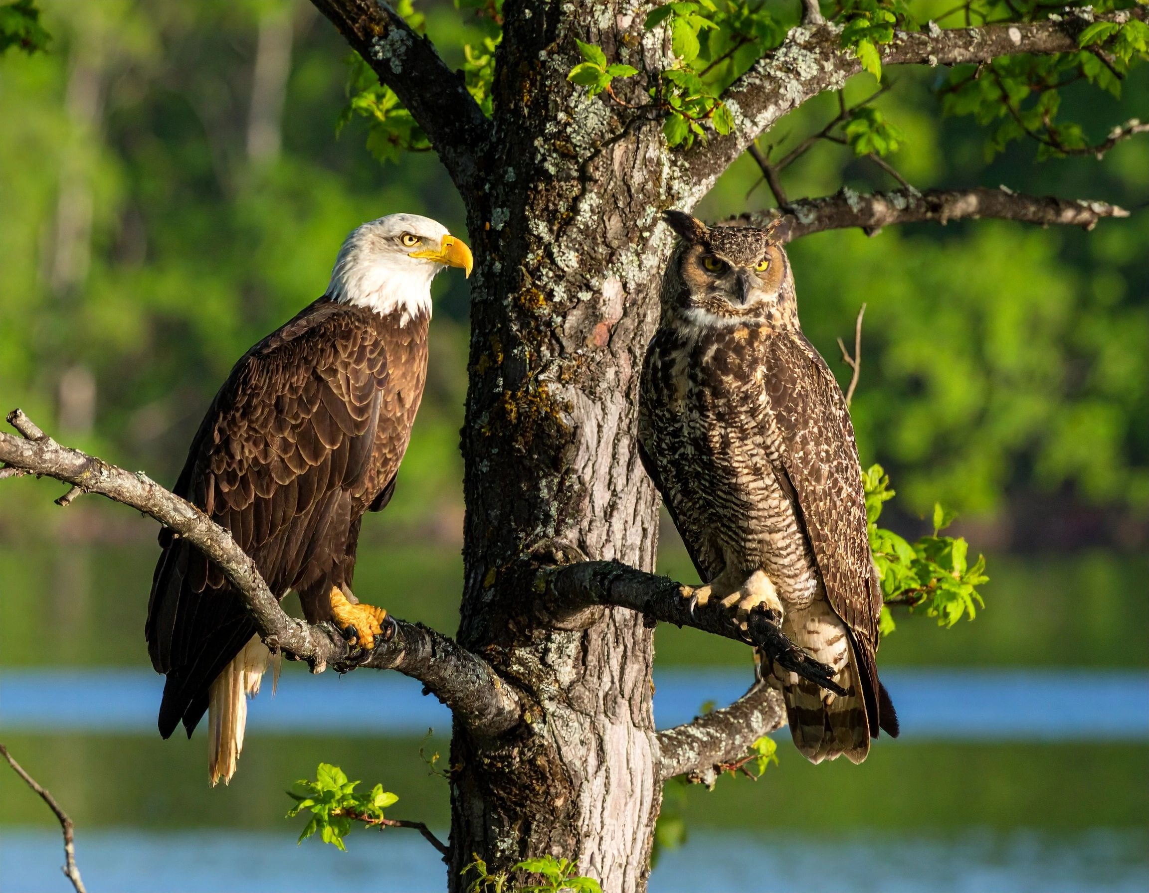 Bald Eagle & Great Horned Owl: Breaking Free