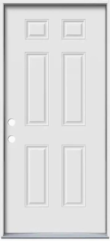 36" Inch 6-panel Steel Prehung Exterior Door