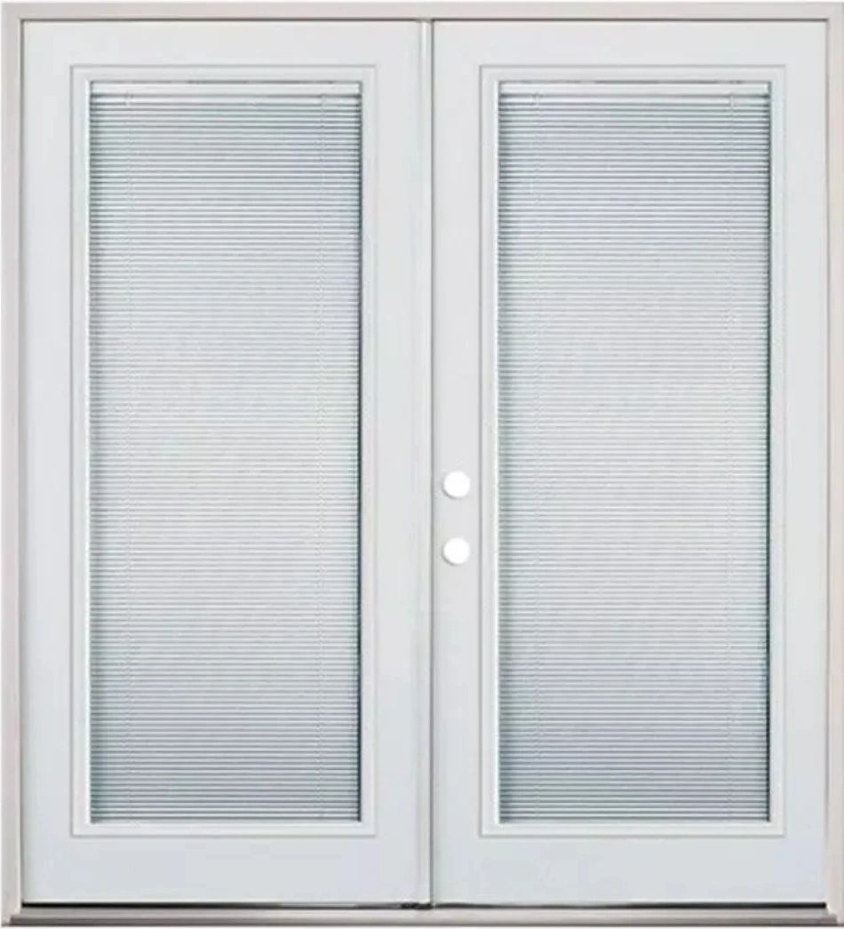 Full Lite Mini Blind Fiberglass Pre-Hung Exterior Double Door