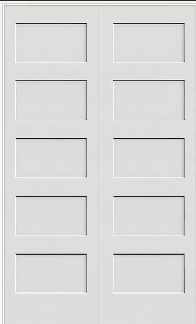 Pre-Hung Shaker 5 Panel Interior Solid Core Double Door