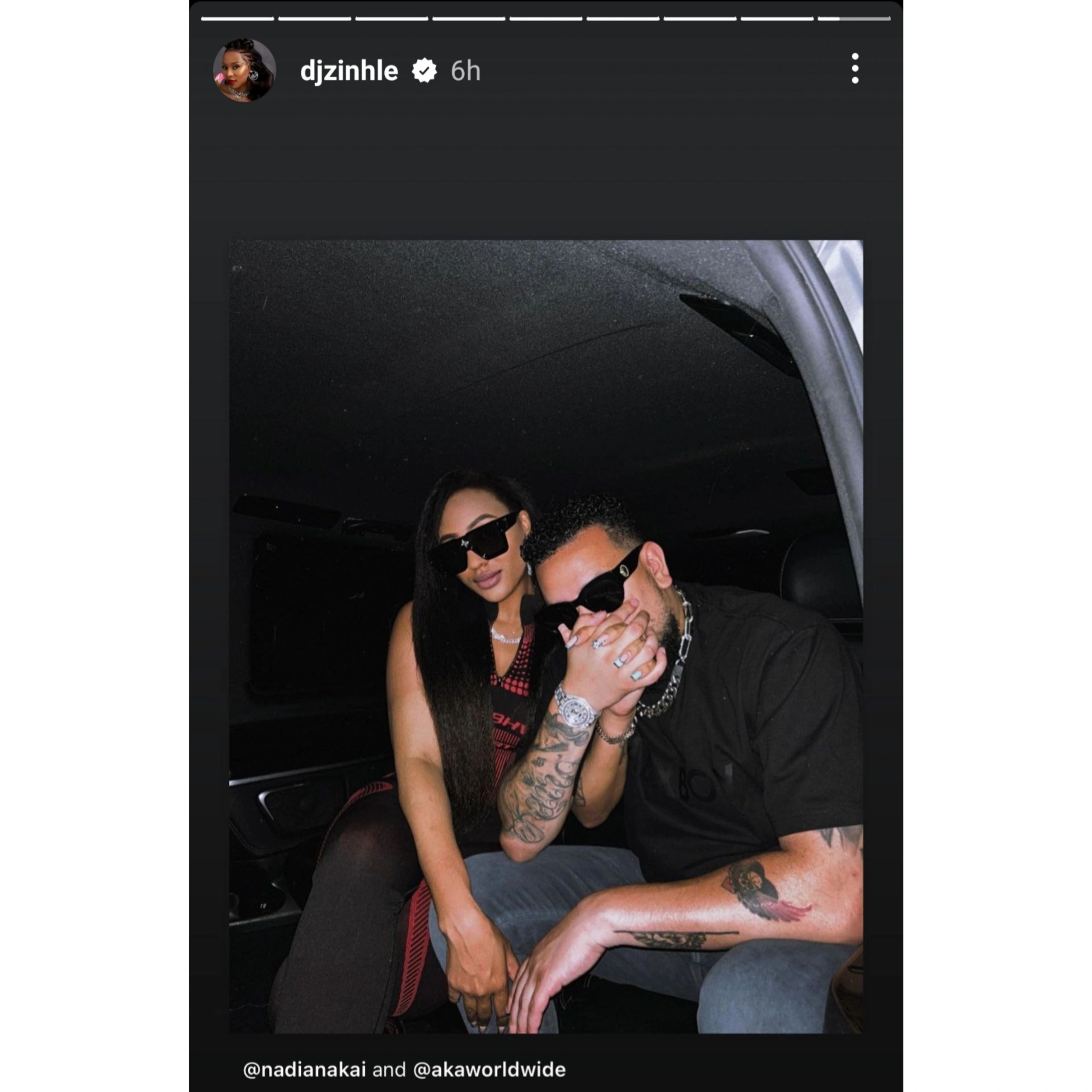 DJ Zinhle shares a picture of AKA and Nadia Nakai
