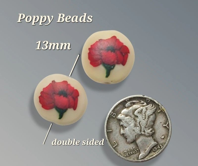 Red Poppy Bead pair