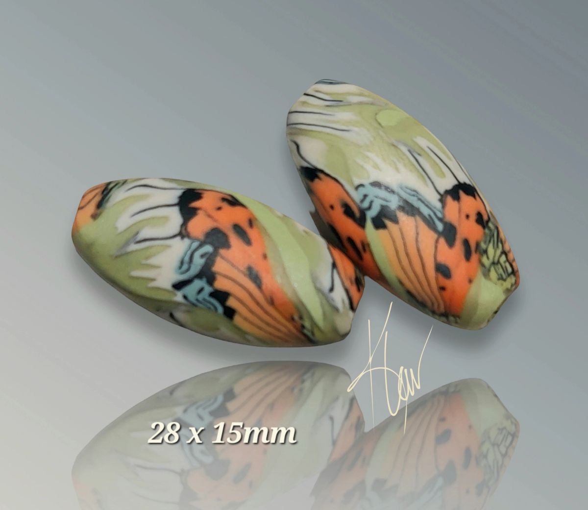 Flat Paddle Bead pair