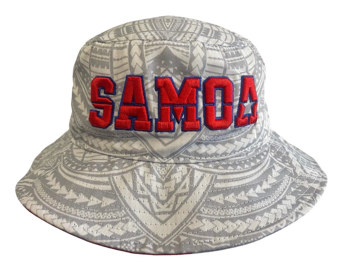 TC Bucket Hat Samoa Grey White Tribal