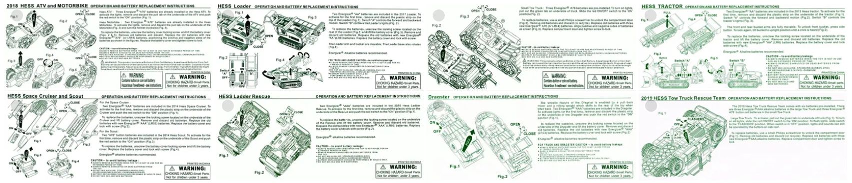 Hess Truck Battery Cards