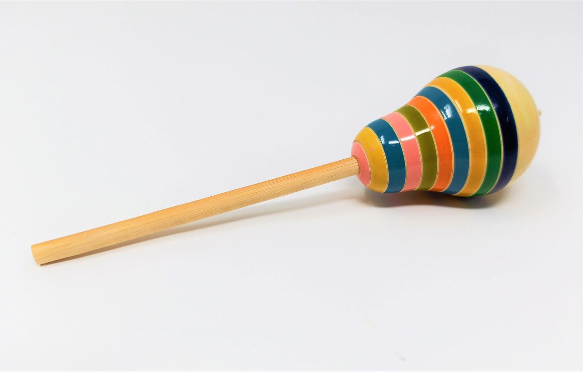 Wooden Rainbow Spinning Top Toy
