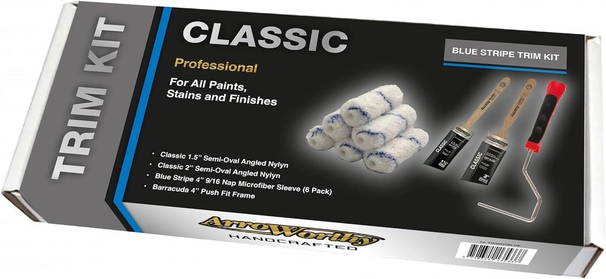Arroworthy Classic Trim Kit, Blue, 1.5 and 2.0-inch Angled Brushes, 4 ...
