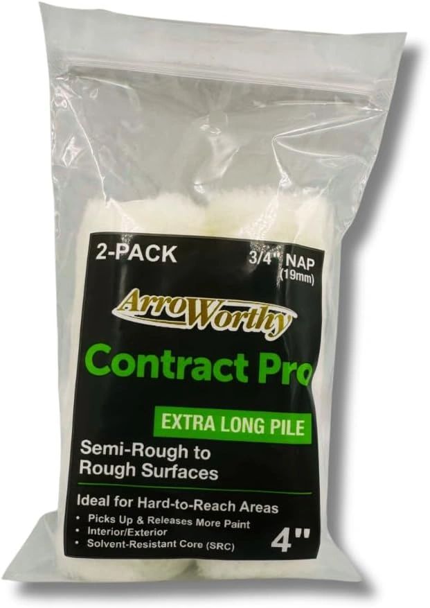 ARROWORTHY CONTRACT 4" ROLLER SLEEVES 3/4" NAP TWIN PACK EXTRA LONG PILE