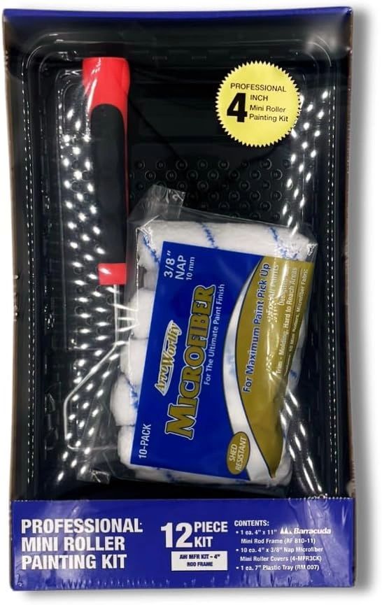 Arroworthy 12-Piece Roller Kit, 4 x 11" Barracuda Frame, 10 x 4" 3/8th ...