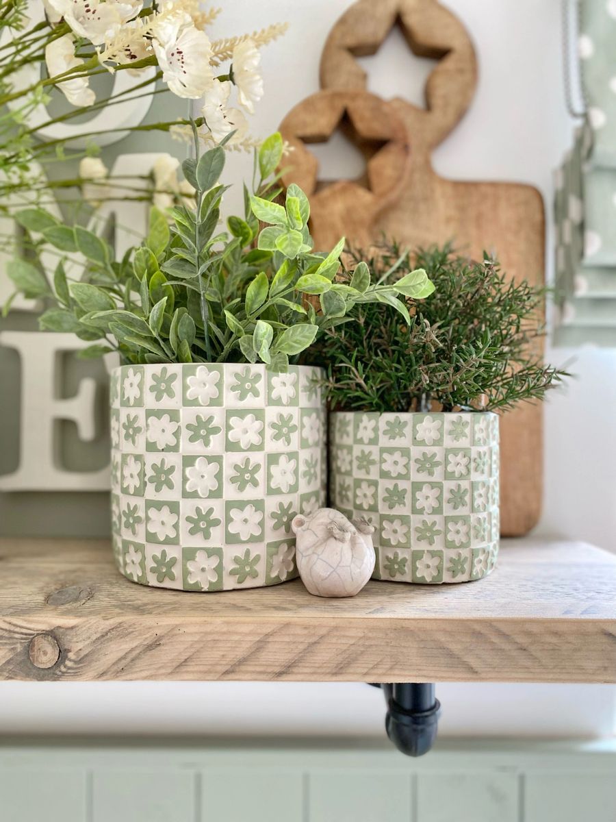 Green Patterned Flower Pot (2 sizes)