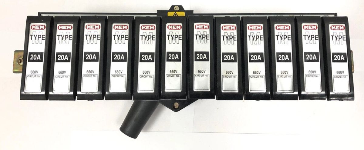 12 x MEM TYPE M 20Amp Fuse Carrier & Holder Base Busbar Fuse Bank 660v 20A