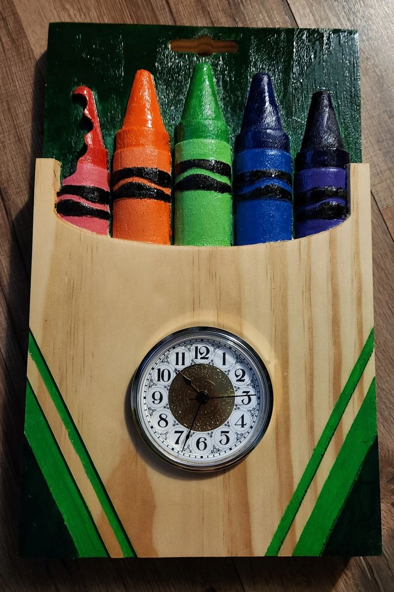 Crayon Clock with a bite