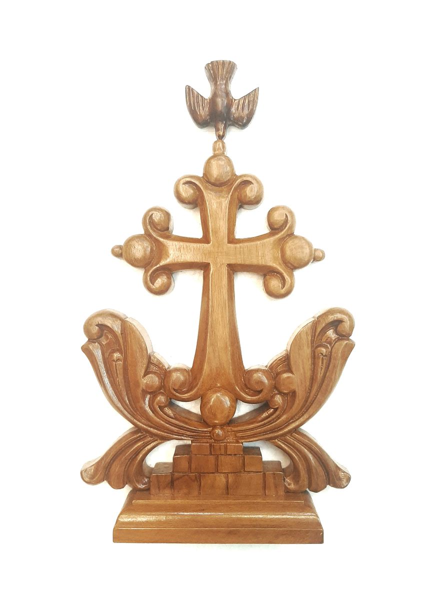 Wooden Carved Mar Thoma Cross, Mar Sleeva Cross Wooden Carved Model 2 : ...