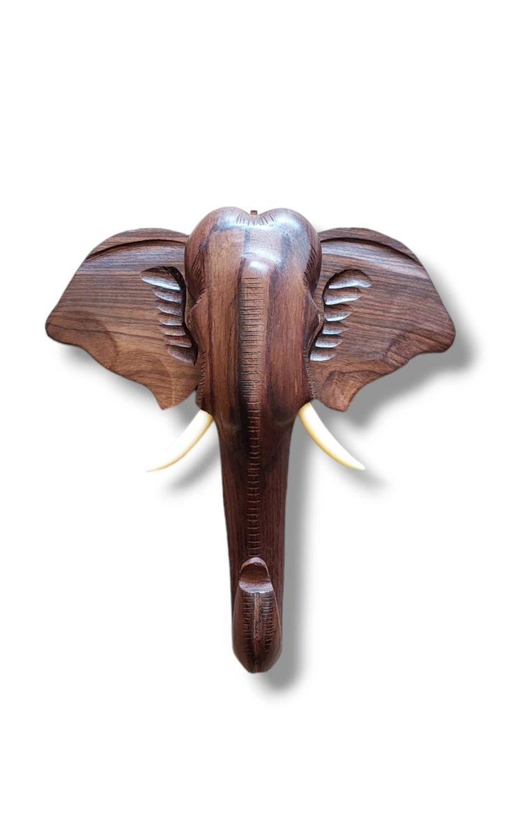 Wooden Elephant Head Wall Hanging 10 Inch Model