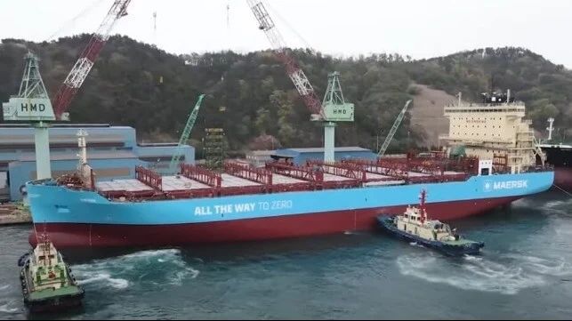Maersk celebrates launch of world’s first green methanol box ship
