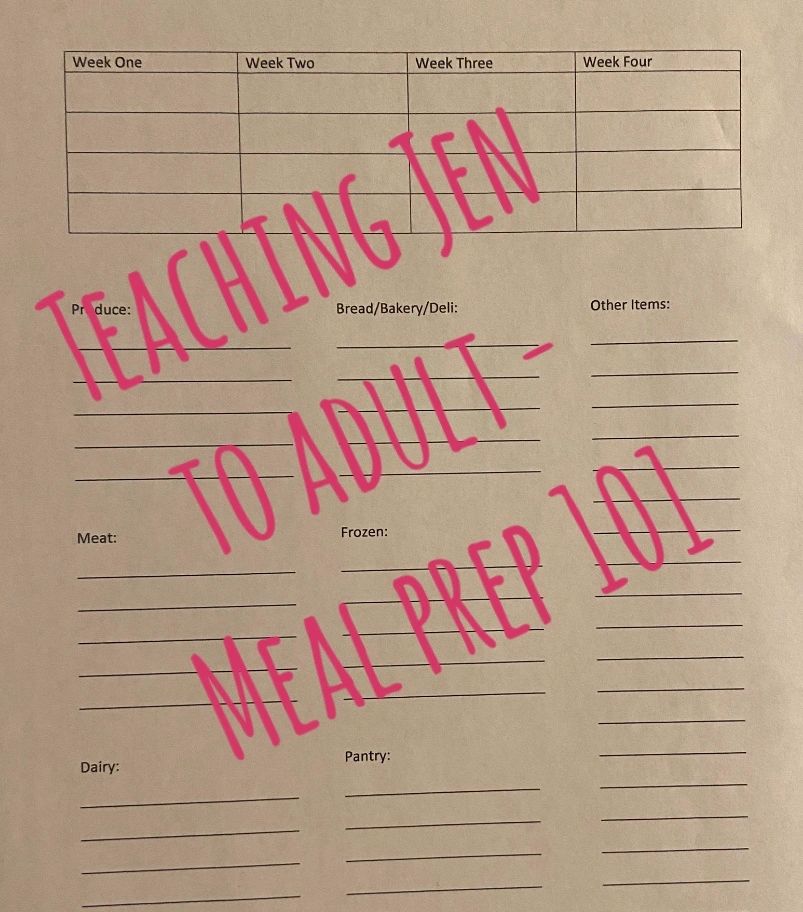 Teaching Jen to Adult: Meal Planning & Grocery Shopping