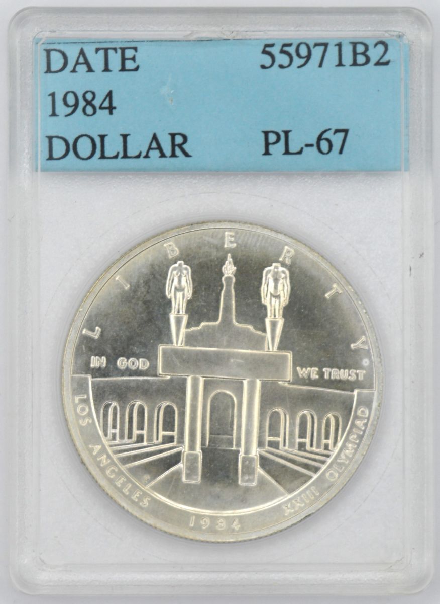 1984 - Los Angeles - Olympiad - Silver Commemorative Dollar - Accugrade ...