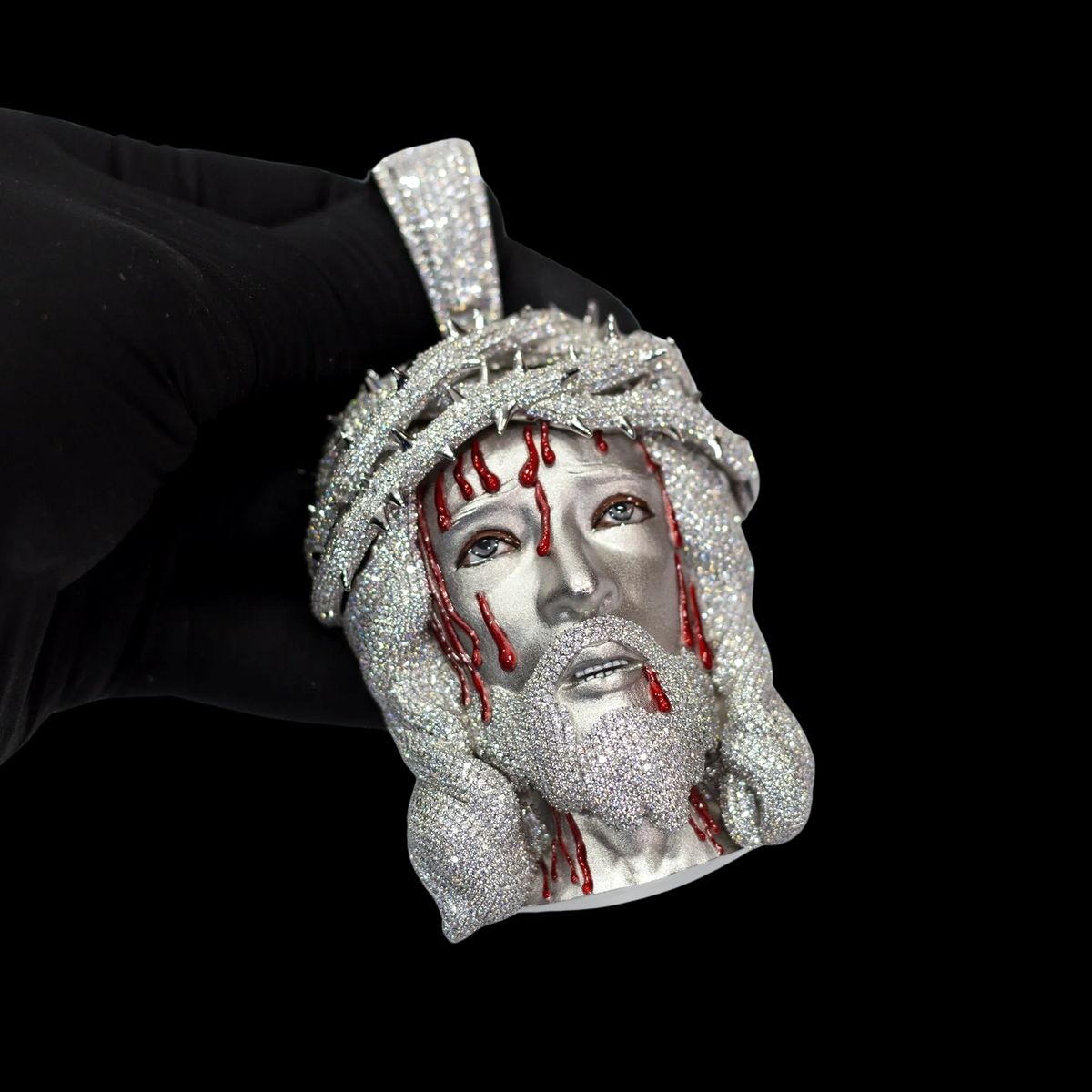 Ice Cold Drip Iced Out Jesus Christ 14k White gold Custom Diamond Pendant