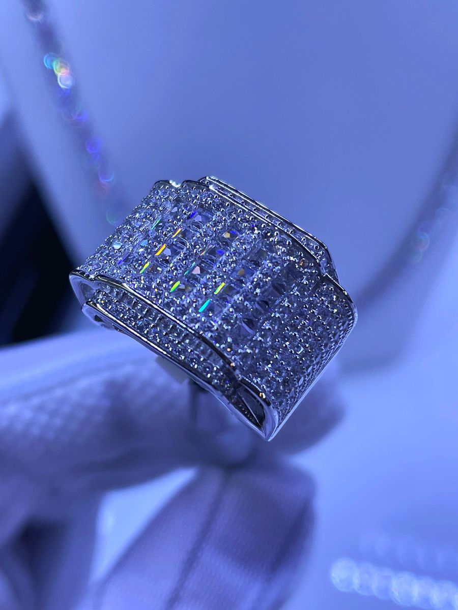 Ice Cold Drip 925 Sterling Silver Iced Out Baguette Simulated Diamond Ring