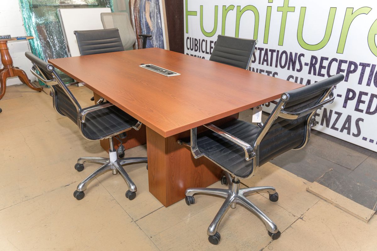 RECTANGULAR CHERRY CONFERENCE TABLE WITH POWER UNIT