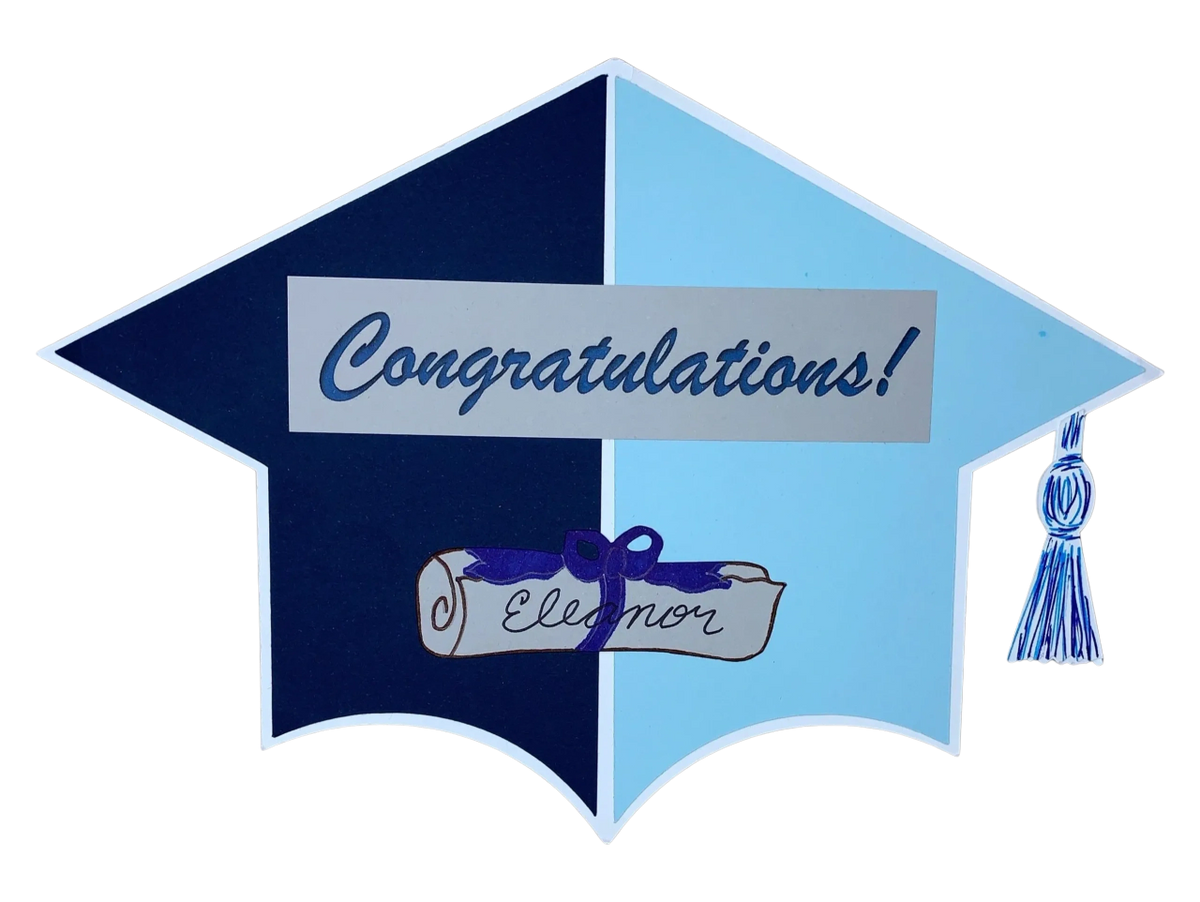 Congratulations! Mortar Board Dark Navy, Light Blue, White