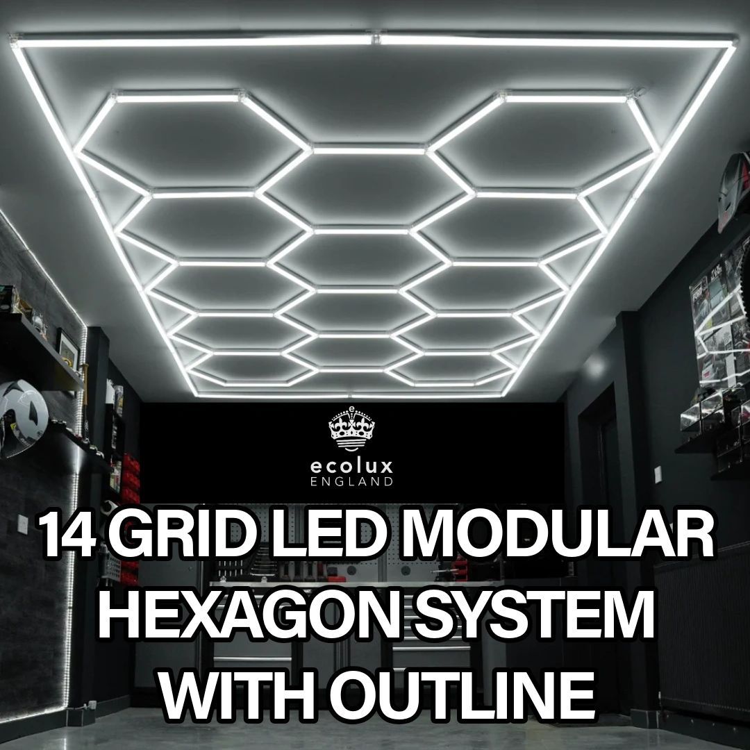 ecolux ENGLAND 14 Grid LED Modular Hexagon System w/ Outline