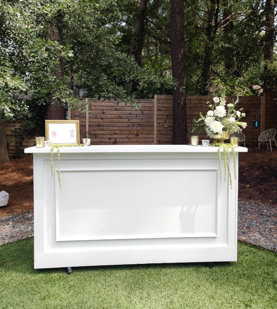 6ft White Wooden Bar - Double Top